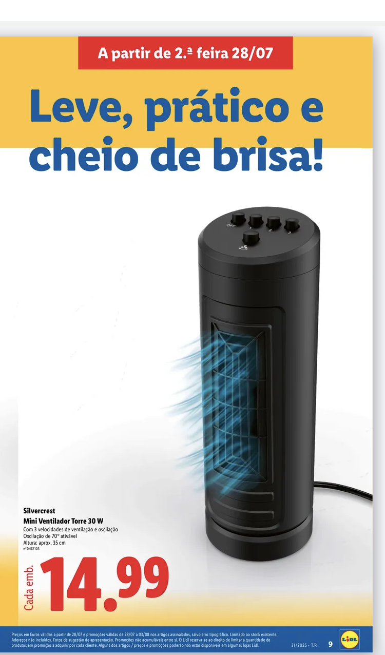 Adeus ar condicionado: chega ao Lidl o mini ventilador em torre, leve e ...